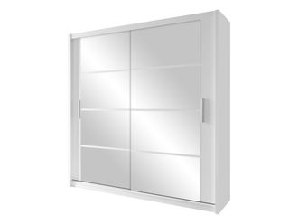 Mirjan24 Kleiderschrank Johnson 160, Schwebet&uuml;renschrank, Garderobeschrank mit Spiegel, Schlafzimmerschrank, Elegantes, Schiebet&uuml;r, Schlafzimmer (Wei&szlig;/Spiegel)