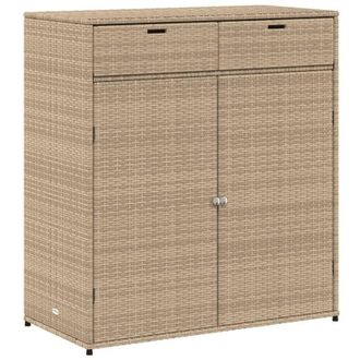 vidaXL Armoire de rangement jardin beige 105x55x113 cm r&eacute;sine tress&eacute;e Vidaxl