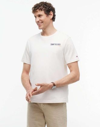 Tommy Hilfiger T-shirt en jersey avec motif au dos - Blanc-Jaune