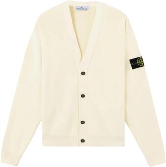 Stone Island Rippstrick-Cardigan aus Baumwolle - - Knitwear - Herren - Beige - XL
