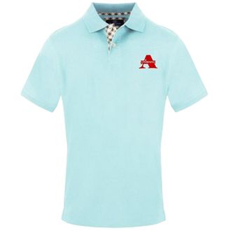 Aquascutum Poloshirt f&uuml;r Herren, bestickt, gewebter Stoff (Himmelblau Gewaschen)
