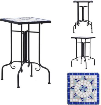 vidaXL Beistelltisch Mosaik Keramik Blau und Wei&szlig; - Outdoor-Tisch - Balkonm&ouml;bel - Terrassenm&ouml;bel - Gartenm&ouml;bel - Beistelltisch