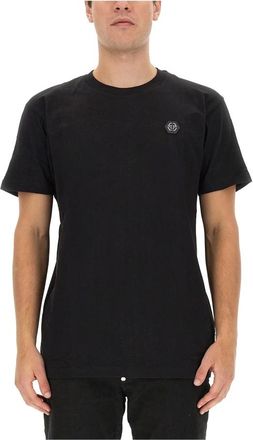 Philipp Plein Homme, Tops, Noir, Taille: XL T-shirt Glass Stampa All Over