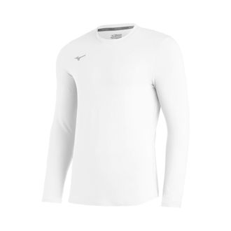 Mizuno Unisex-Erwachsene Comp Diamond Lang&auml;rmliges Crewshirt, Wei&szlig;, Large