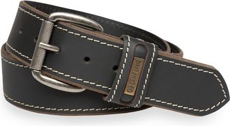 Camp David G&uuml;rtel aus Leder mit Kontrastnaht und Logo-Plakette