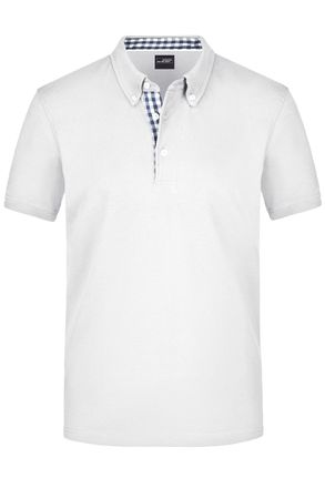 James & Nicholson Klassisches Herren Polohemd - Polohemd mit Button-Down-Kragen | Farbe: white/navy/white | Gr&ouml;sse: 3XL