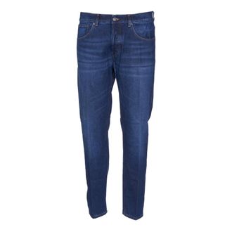 Dondup Homme, Jeans, Bleu, Taille: W35 Jean Bleu Foncé, Effet Délavé, Jambe Fuselée