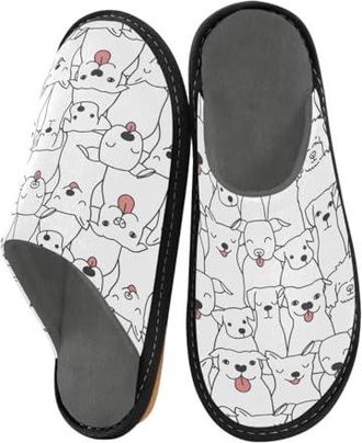 HMZXZ Chaussons dintérieur à motif chien mignon pour homme et femme - Motif chiot de dessin animé, multicolore, 41/42 EU