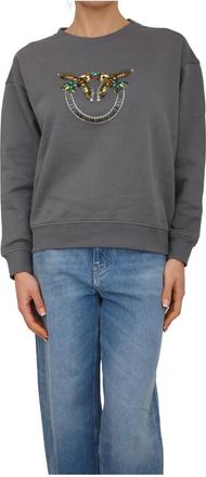 Pinko Pinko, Femme, Sweatshirts et sweats &agrave; capuche, Gris, Taille: 38 FR Maglia tagliata