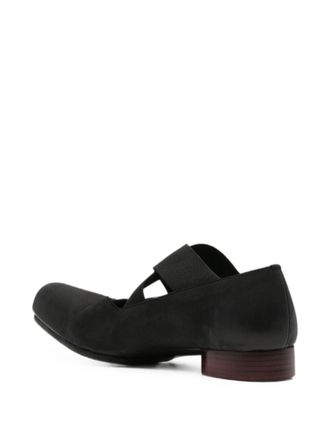 Uma Wang Leather Ballet Flat with Crossover Straps Flat - Black