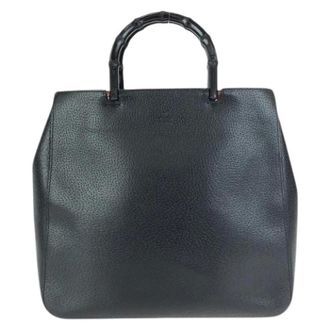 Gucci Sac fourre-tout Pre-owned en cuir et bambou - Femme - Pre-owned - Noir - Taille: ONE Size