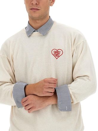 Family Fir$t Milano Logo Cashmere Blend Sweater - White