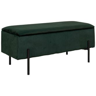 Altobuy BLAIRE - Banc-Coffre Velours Vert Pieds M&eacute;tal