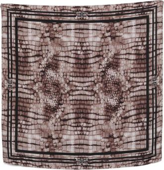 Elisabetta Franchi Femme, Accessoires, Brun, Taille: ONE Size Foulard en twill de soie avec imprim&eacute; alligator