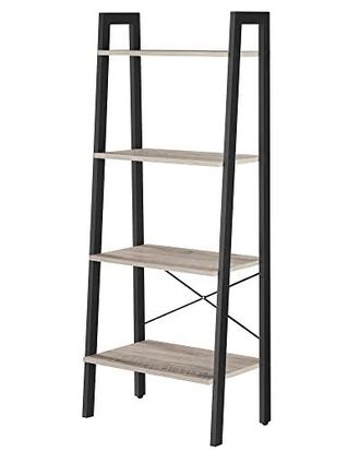 Vasagle Étagère échelle, Bois dingénierie Acier allié, Gris + Noir, 34D x 56W x 137,5H