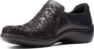 Clarks Chaussures Cora Poppy pour Femmes, 38 EU Large, Black Tumbled