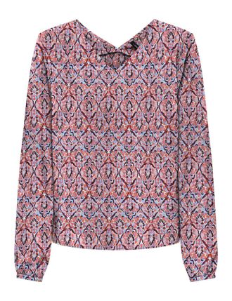 Only Damen Onlnova Life Elite L/S Mallory Top, Red Orange/AOP:591 Soul, Small