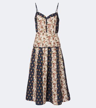 Polo Ralph Lauren Robe midi en coton et soie &agrave; fleurs