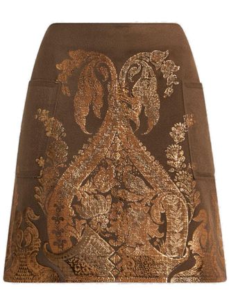 Etro Minirock mit Print im Metallic-Look - Braun