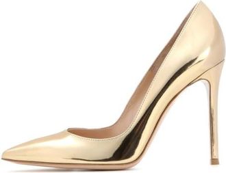 EDEFS Femme Escarpins Or - Talons Pointus Noir 10 cm Talon Fin | Chaussures de Ville & Professionnelles EU45