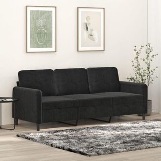 vidaXL Vidaxl - Canap&eacute; &agrave; 3 places Noir 180 cm Velours