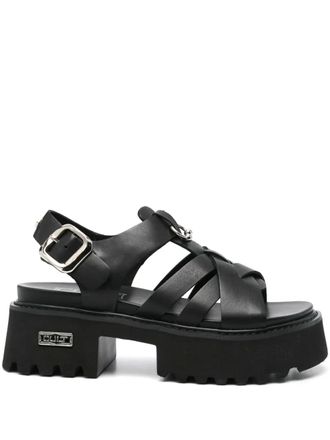Cult sandales en cuir &agrave; plateforme 50 mm - Noir