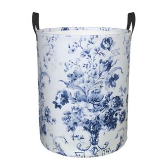 Generic Wundersch&ouml;ne Retro-Blume Aufbewahrungskorb Rund Korb Aufbewahrung Mit Henkel W&auml;schetonne F&uuml;r Schlafzimmer Waschk&uuml;che Lagerung