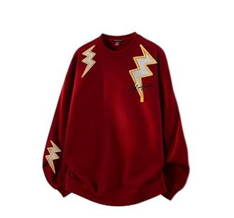 Generic Garçons Col Rond Armoire Couple Tendance Col Rond Base Lightning Motif Armoire Garçon Haut Manches Longues, Rouge, S