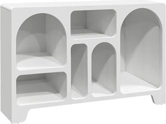 Sweeek Buffet Organique Plusieurs niches 6 Compartiments. Buffet Bas. Effet Bois Blanc 120cm
