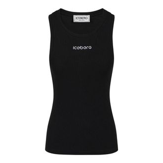 Iceberg Femme, Tops, Noir, Taille: 40 FR D&eacute;bardeur c&ocirc;tel&eacute; en jersey de coton stretch