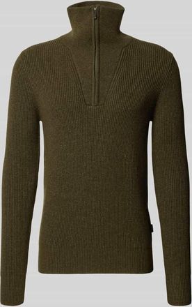 Bugatti Strickpullover aus Woll-Mix mit Troyer-Kragen
