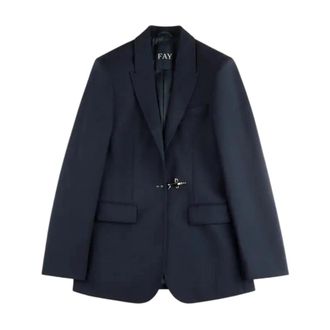 Fay Blaue Wolljacke mit ikonischem Haken - - Jackets - Damen - Blau - XL
