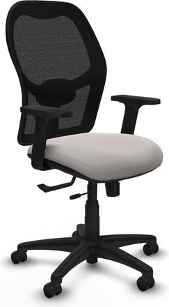 Piqueras y Crespo Wei&szlig;er Schreibtischstuhl mit 2D-Armen, h&ouml;henverstellbare Lendenwirbelst&uuml;tze, ausgestattet mit Syncro/Traslack und Schneideschaum, Schwarz/Wei&szlig;