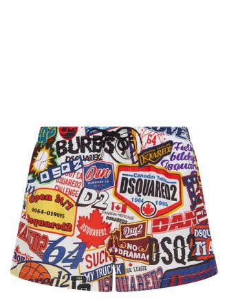Dsquared2 short de bain &agrave; logo imprim&eacute; - Blanc