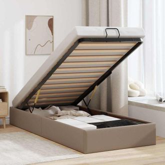 vidaXL Vidaxl - Cadre de lit ottoman 100x200 cm - Similicuir cappuccino - M&eacute;canisme de levage hydraulique - Grand espace de rangement sous le lit