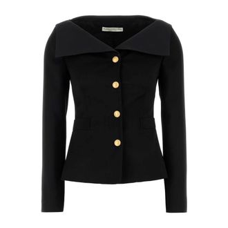 Alessandra Rich Woll-Satin-Jacke mit Mikado-Kragen - - Jackets - Damen - Schwarzk - 2XS