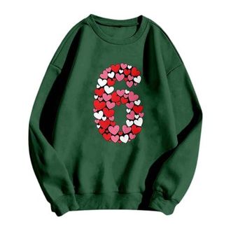 Generic Sweat-shirt &agrave; col rond pour femme Pull Saint-Valentin Pull Hommes et femmes Amour Impression Sweatshirt Couple Manches longues Blouse Hauts Saint Vale