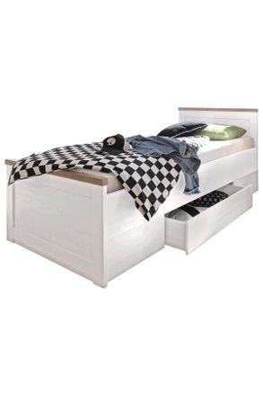 CARRYHOME Stauraumbett, Wei&szlig;, Tr&uuml;ffeleiche, Holzwerkstoff, 1 Schublade(n) Schubladen, 90x200 cm, Schlafzimmer, Betten, Stauraumbetten