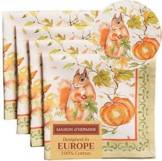 Maison d'Hermine Pumpkin Passion Lot de 4 serviettes de table, 100 % coton, douces et confortables, parfaites pour les dîners de famille, les mariages, les cocktails, 