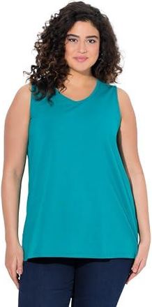 Ulla Popken Femme Grandes Tailles Top, Ligne A, Encolure V, sans Manches p&eacute;trol 54+ 807291769-54+