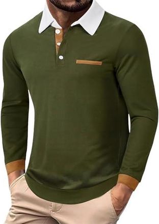Generic Polo classique tendance pour homme, coupe classique, boutonn&eacute;, l&eacute;ger et respirant, Vert noir, 3XL