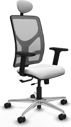 Piqueras y Crespo B&uuml;rostuhl, Kopfst&uuml;tze mit 2D-Armen, h&ouml;henverstellbare Lendenwirbelst&uuml;tze und festes Kopfteil, ausgestattet mit Syncro/Traslack und Schneideschaum, Gra