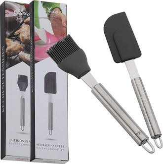 Oleio hochwertiges Küchen-Zubehör Silikon-Set - Das Set besteht aus einem Silikon-Pinsel, Backpinsel und einem Silikon-Spatel,Teigschaber, Spülmachinefest