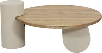 Made In Meubles Table basse ronde en bois effet béton et bois dacacia Dalva