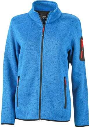 James & Nicholson Damen Jacke Jacke Knitted Fleece Jacket blau (Royal-Melange/Red) XX-Large