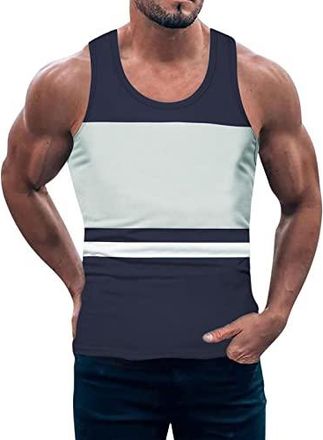 Generic D&eacute;bardeurs ray&eacute;s pour homme - Haut de plage d&eacute;contract&eacute; &agrave; rayures - &Eacute;l&eacute;gante chemise de sport sans manches - D&eacute;bardeur ample pour homme - D&eacute;bardeur so