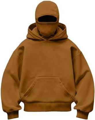 Generic Lightweigh Sweat &agrave; capuche uni pour homme avec doublure en polaire double coupe-vent avec poche pour la p&ecirc;che, la course &agrave; pied, lentra&icirc;nement int&eacute;rie