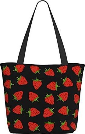 AOOEDM Sac shopping pour femme motif fraise rouge 33 x 28 x 17 cm. Le cadeau parfait pour la Saint-Valentin. Cest de la Saint-Valentin pour maman, fille, &eacute;po