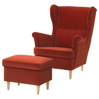IKEA STRANDMON Ohrensessel mit Hocker