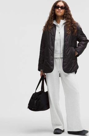 lululemon Scuba Hose mit mittelhohem Bund und weitem Bein Kurz f&uuml;r Frauen - Gr&ouml;&szlig;e XL in Heathered Core Ultra Light Grey